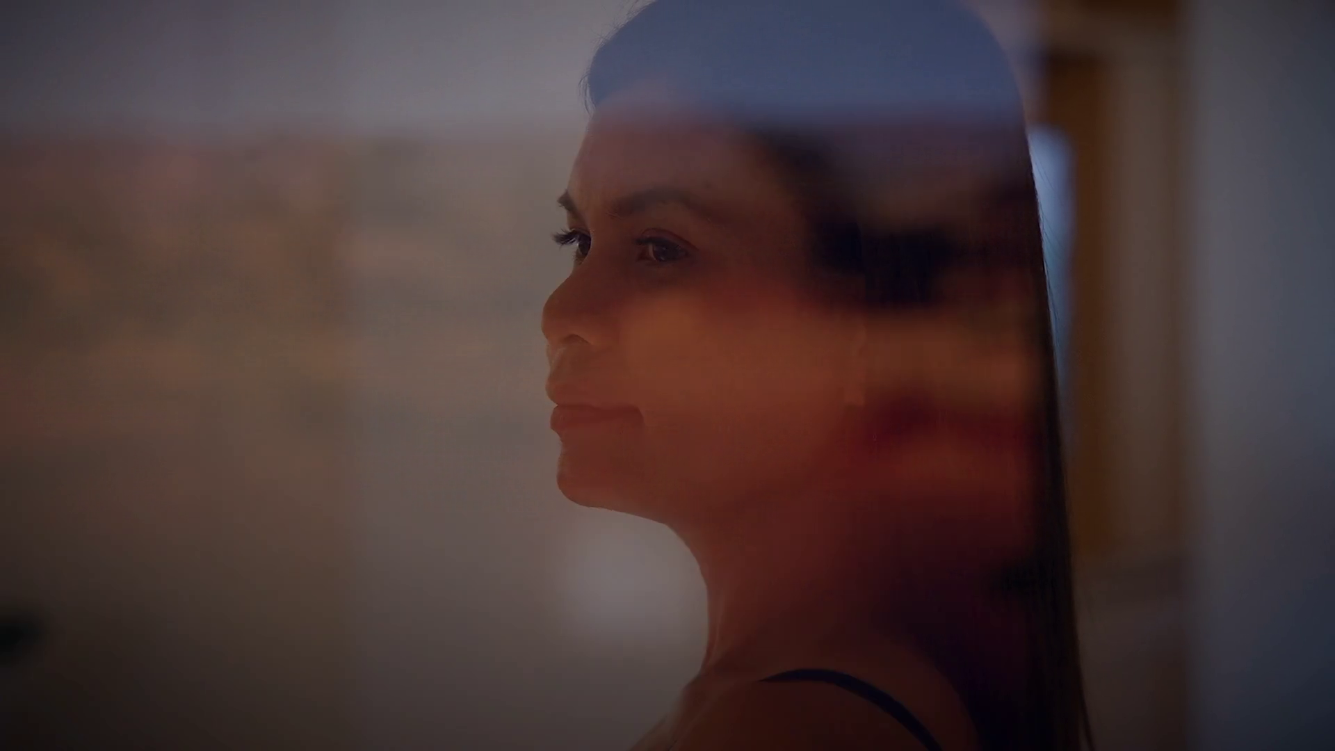 Contemplative Woman Behind Glass Reflections Stock Footage SBV ...