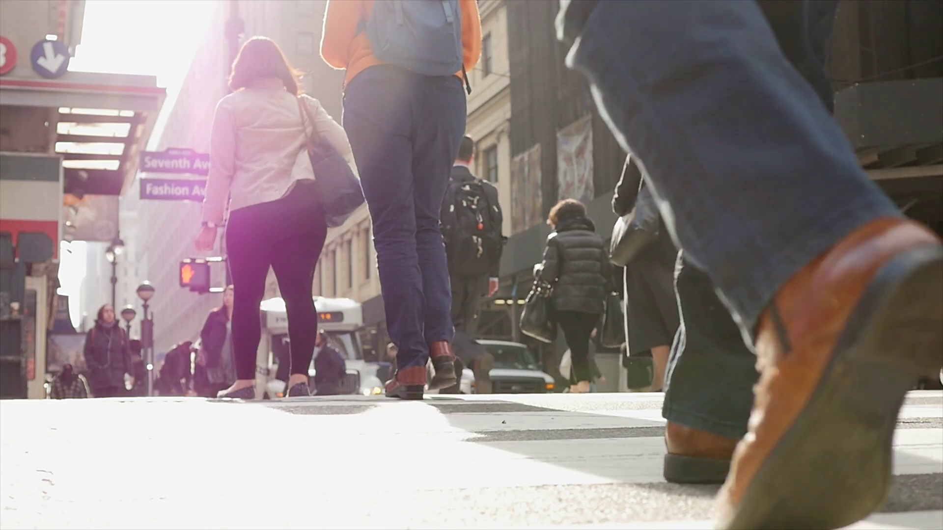 Close Up Of Walking Feet Crossing Street In Stock Footage SBV-307635705 ...