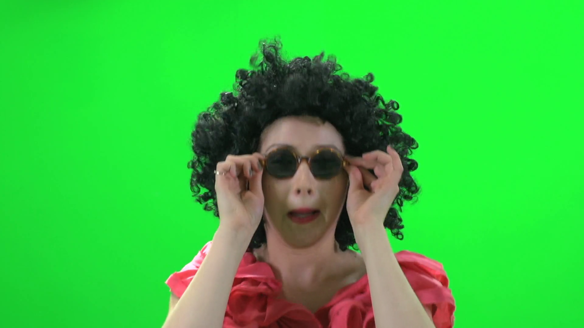 Crazy Hair Wig Women Isolated Green Screen Stock Footage SBV-307931091 ...