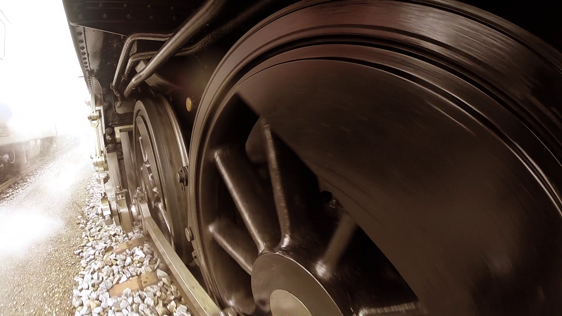 old historical steam engine locomotive train driving on railroad ...