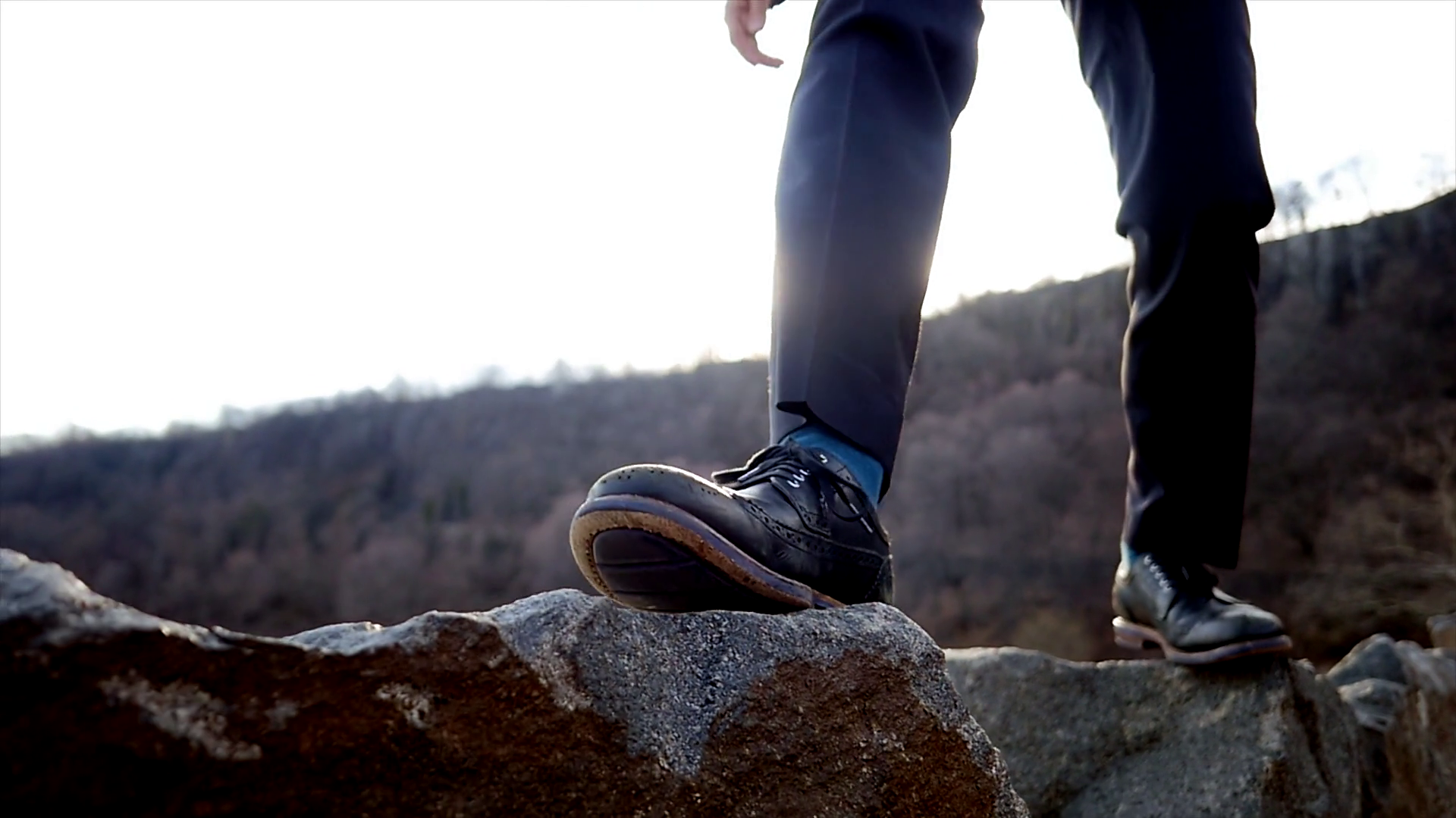 slow motion of walking feet overcoming obstacles step by step forward ...