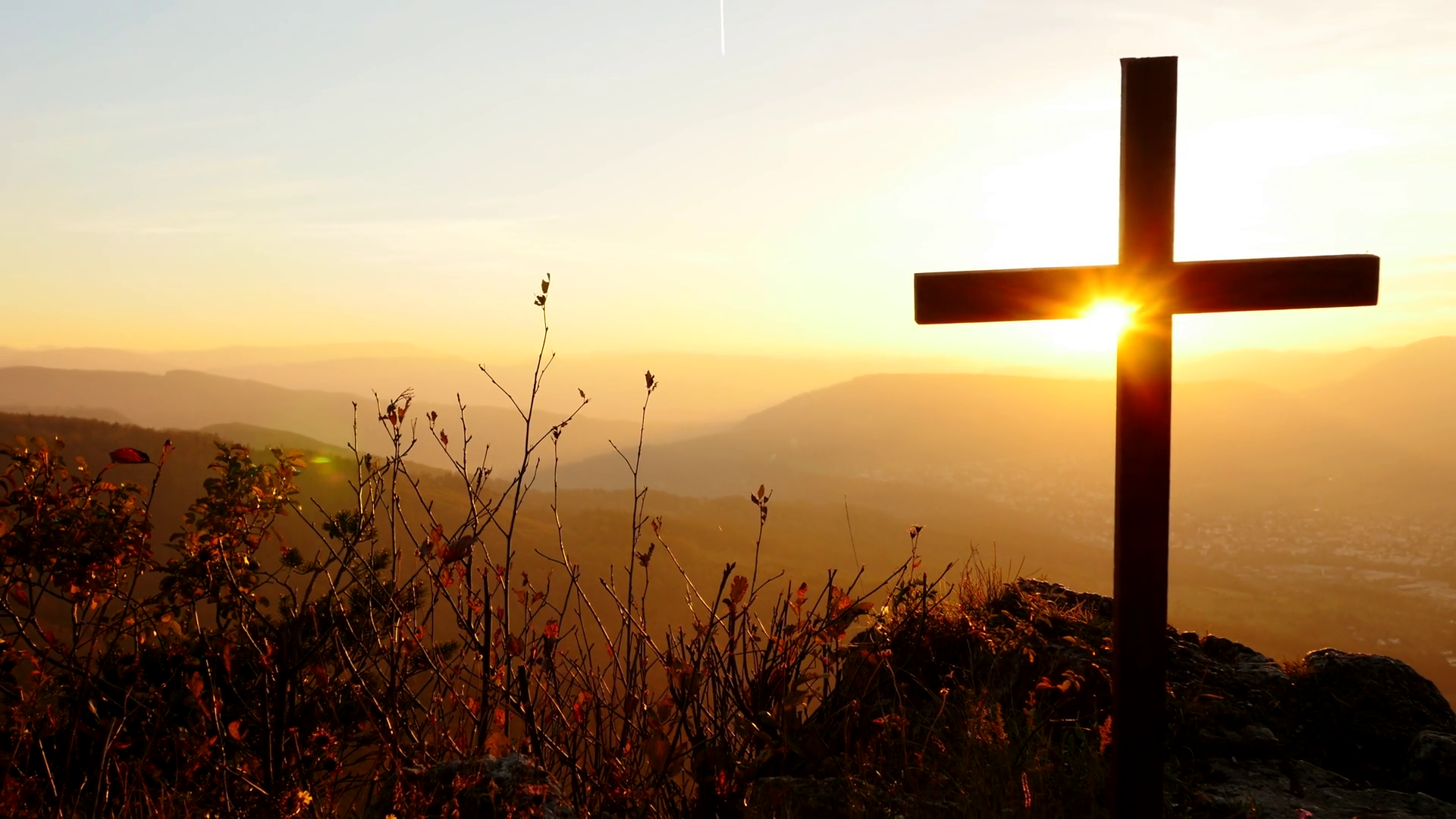 Holy Religious Cross Standing On Top Of Stock Footage SBV-348399478 ...