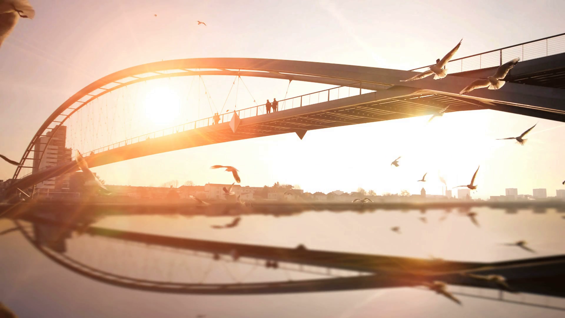 Modern Bridge Road Architecture River Stock Footage SBV-348400254 ...