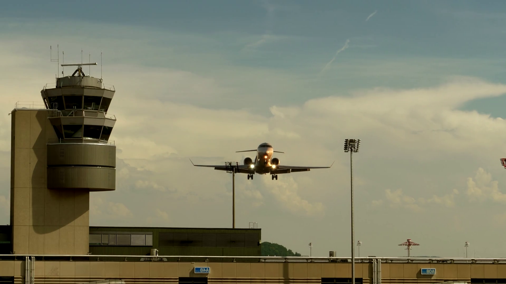 Aircraft Flying Above Airport Traffic Stock Footage SBV-348397328 ...