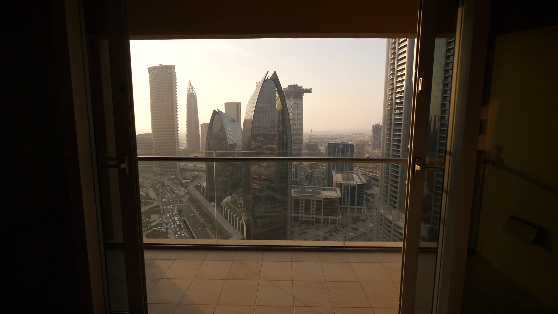 Cityscape Seen From Balcony Of High Rise Stock Footage SBV-348395624 ...