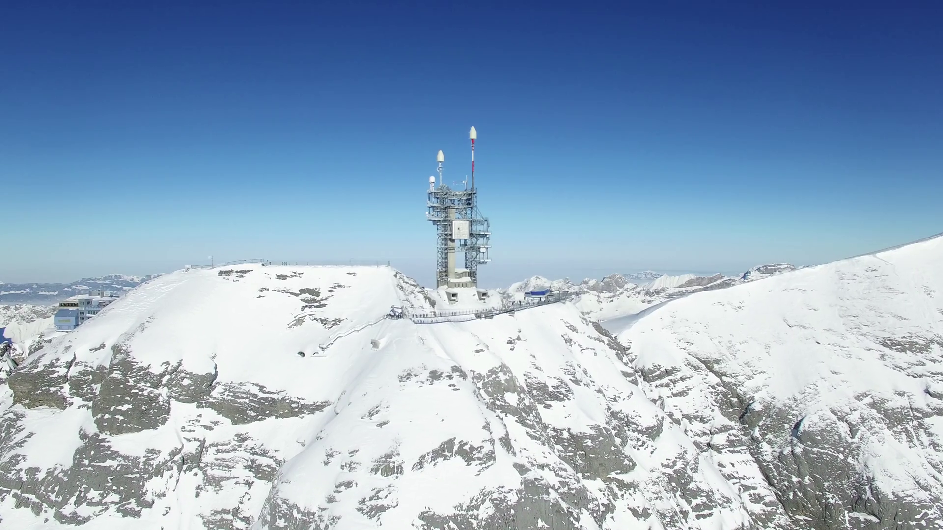 Aerial View Of Radio Antenna Tower Standing Stock Footage SBV-348396537 ...
