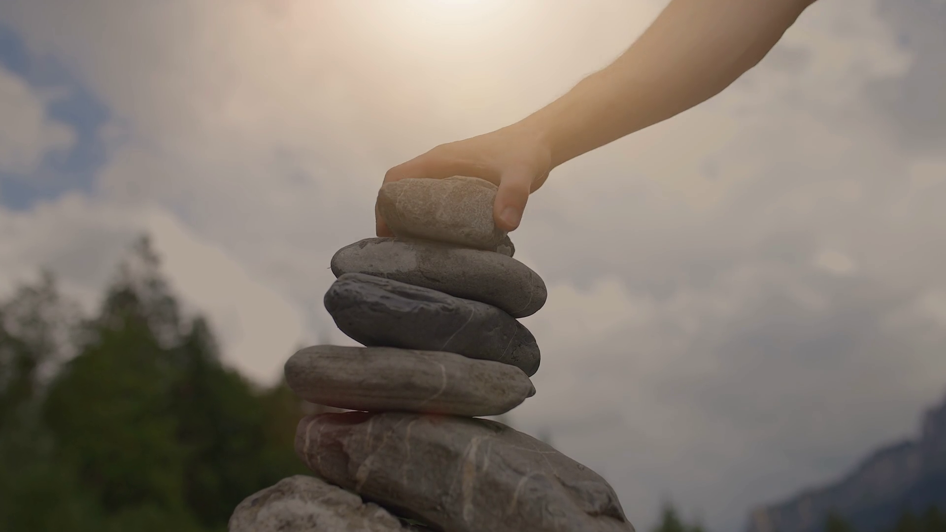 A Man Woman Building Stone Tower Together Stock Footage SBV-348416917 ...