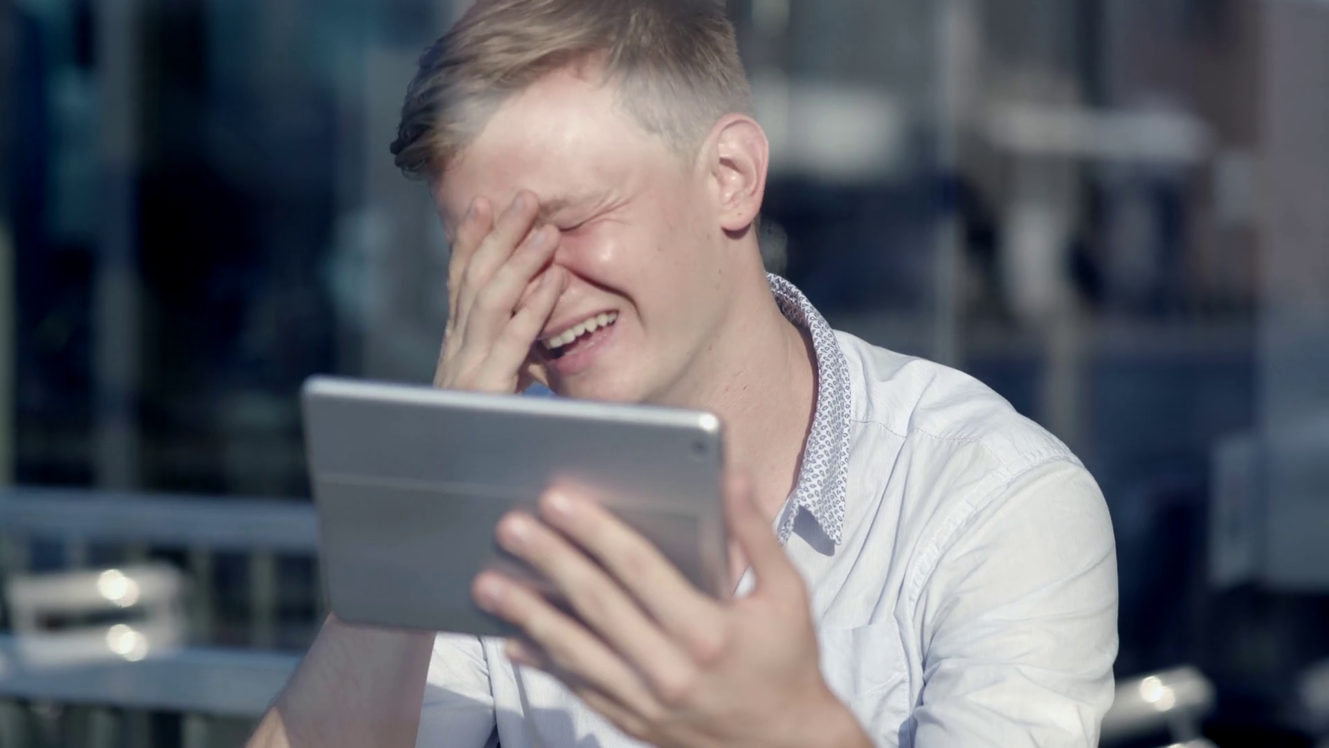 Young Man Having Video Call On Mobile Tablet Stock Footage SBV ...