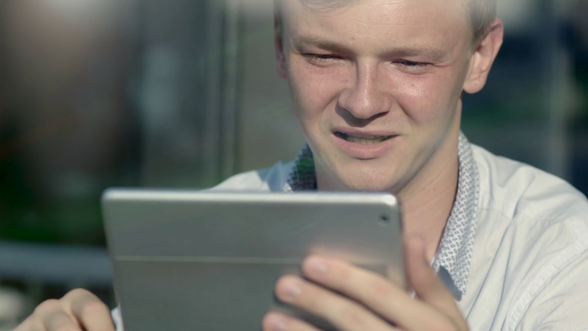 Young Man Having Video Call On Mobile Tablet Stock Footage SBV ...