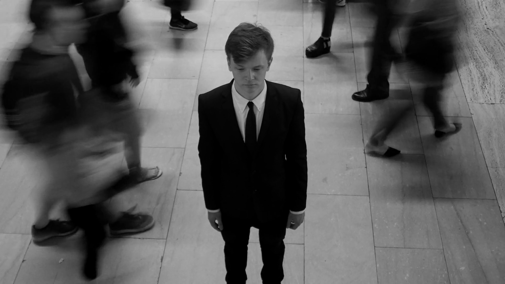 Man Standing Out Of Crowd People Walking On Stock Footage SBV-348455424 ...