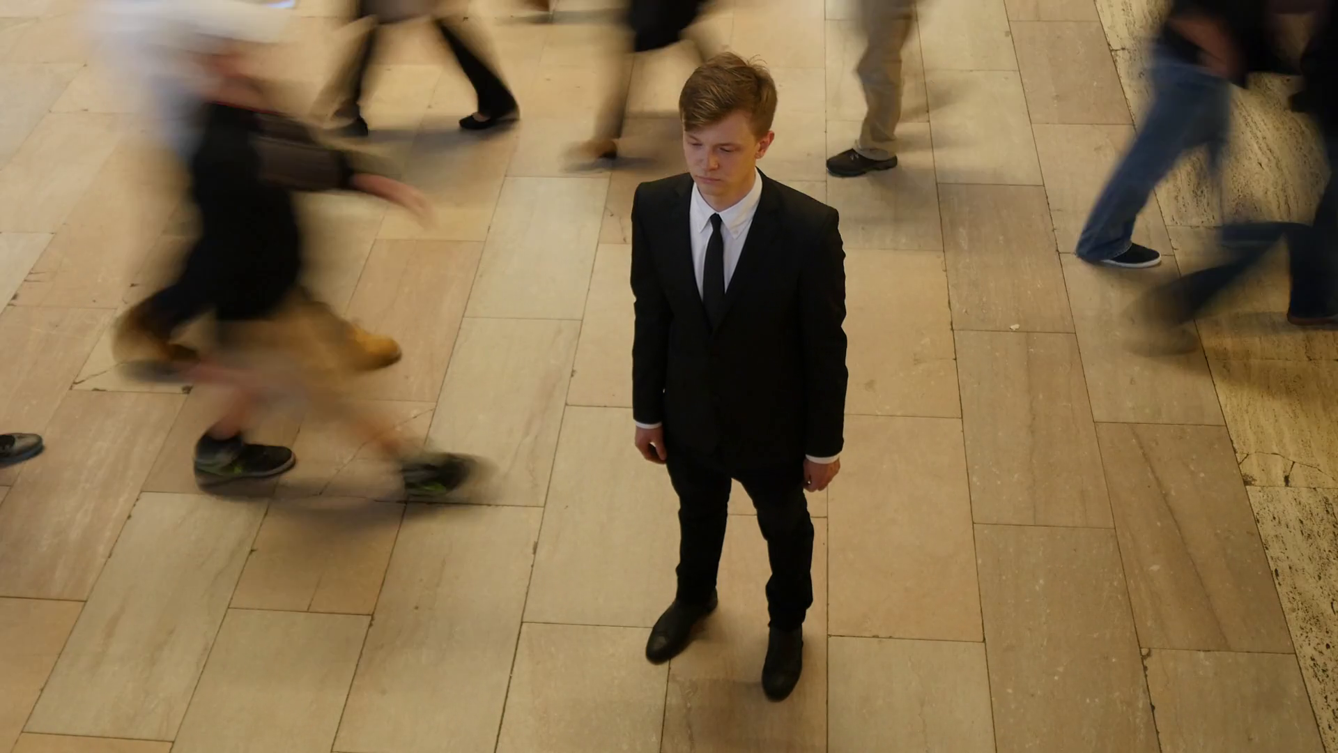 Man Standing Out Of Crowd People Walking On Stock Footage SBV-348432902 ...