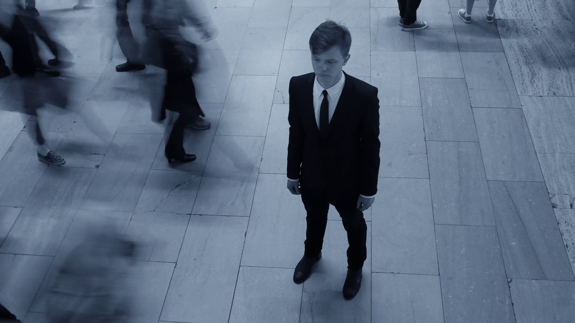 Man Standing Out Of Crowd People Walking On Stock Footage SBV-348432925 ...