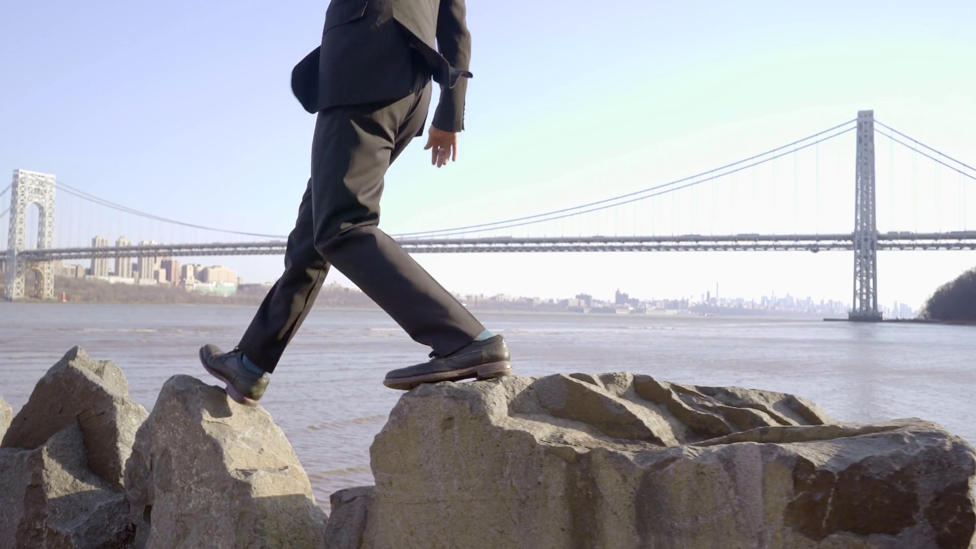 Male Person Walking Over Stone Rocks Stock Footage SBV-348469866 ...