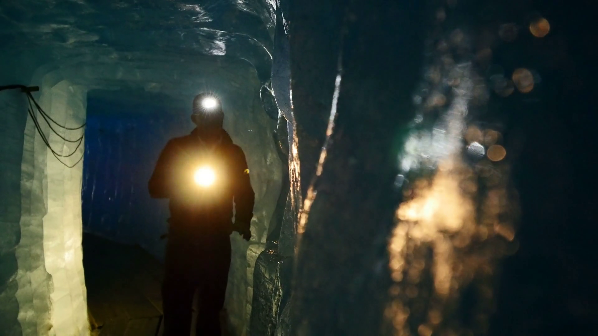 Male Explorer Researcher Walking Inside Stock Footage SBV-348455566 ...
