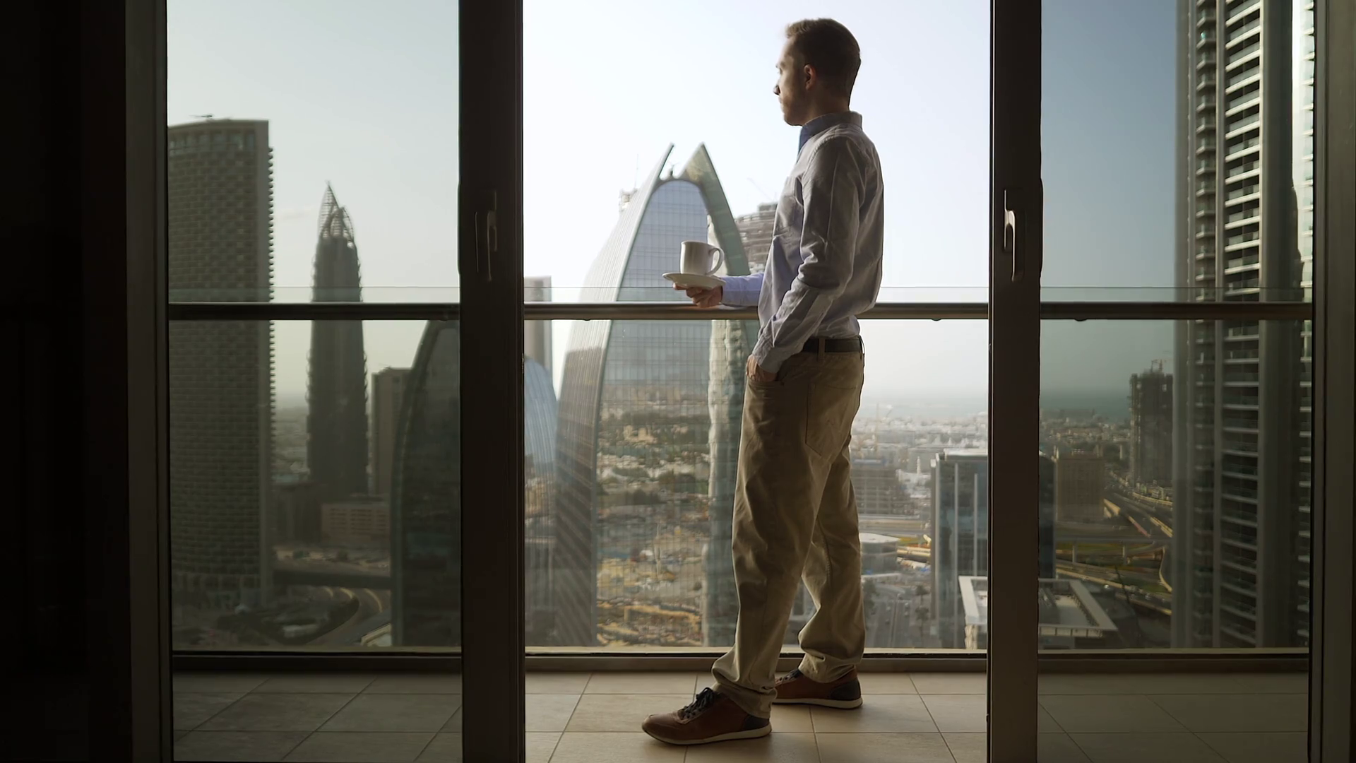 Successful Businessman Standing On Balcony Stock Footage SBV-348449828 ...