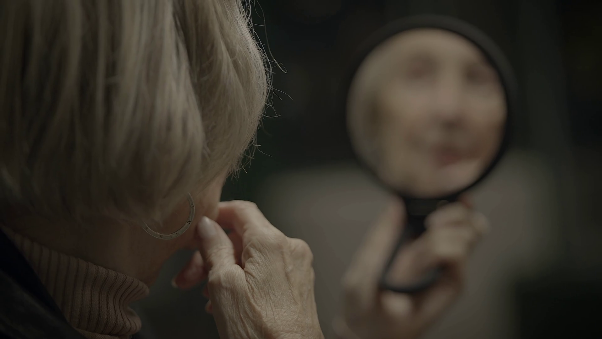 Portrait Of Senior Woman Reflected In Mirror Stock Footage SBV ...
