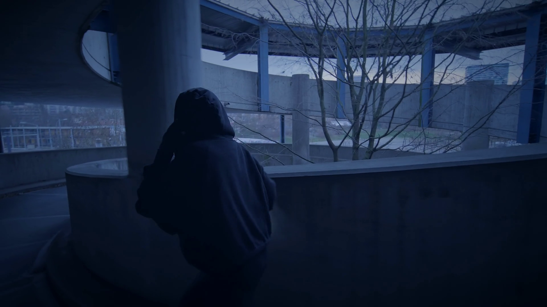 Hooded Scared Woman Running In Abandoned Stock Footage SBV-348831273 ...