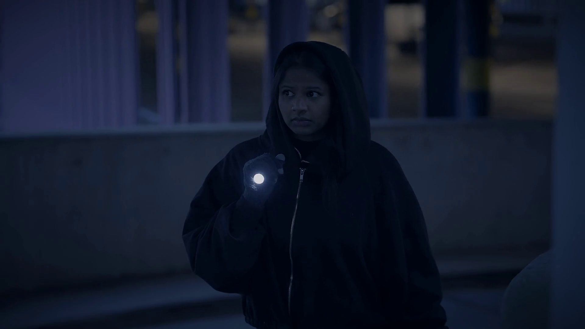 Scared Female Person In Black Clothes Run Stock Footage SBV-348806150 ...