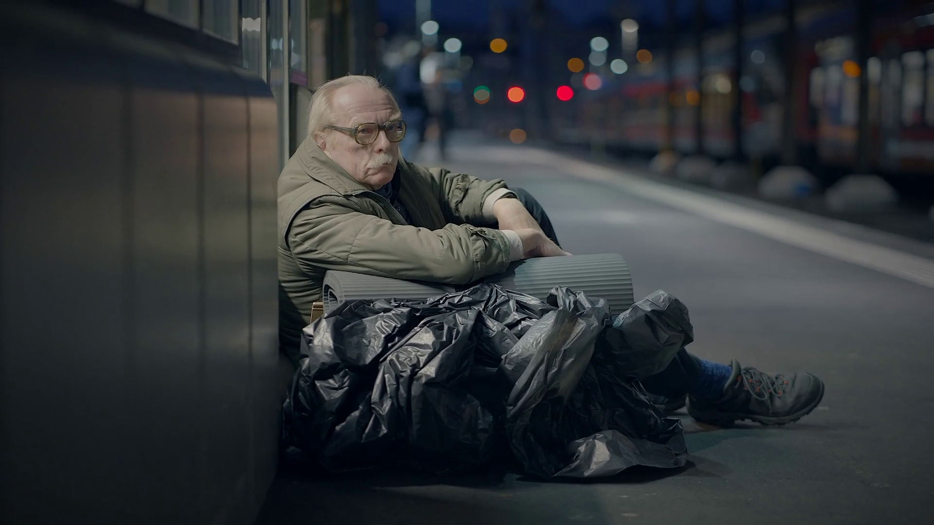 Elderly Homeless Man Suffering From Poverty Stock Footage SBV-348826380 ...