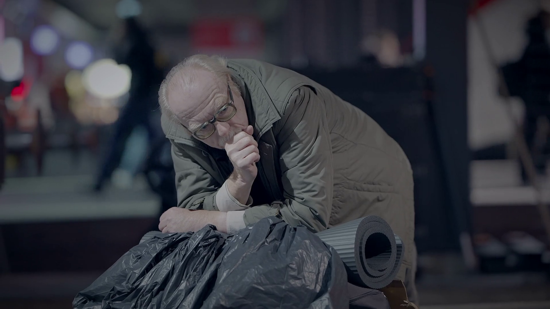 Elderly Homeless Man Suffering From Poverty Stock Footage SBV-348865521 ...