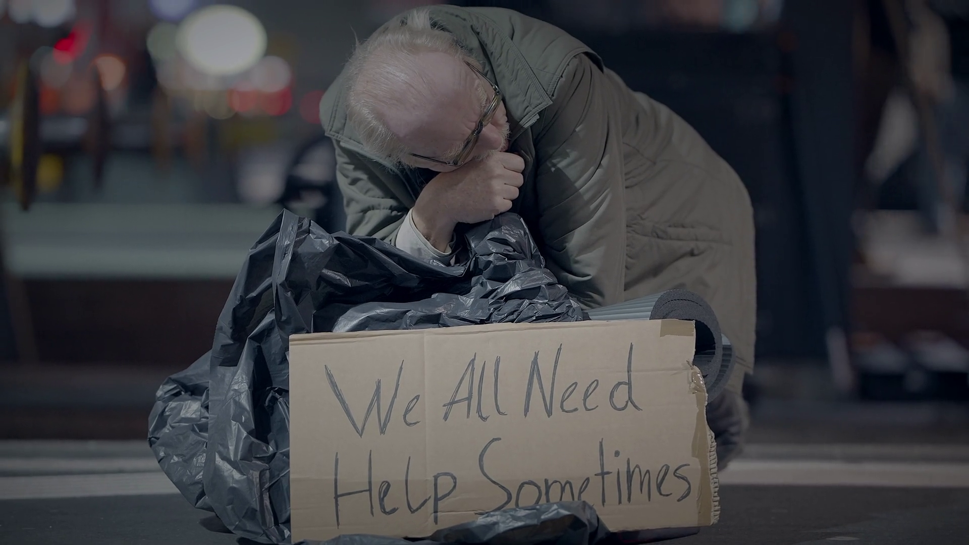 Elderly Homeless Man Suffering From Poverty Stock Footage SBV-348833464 ...