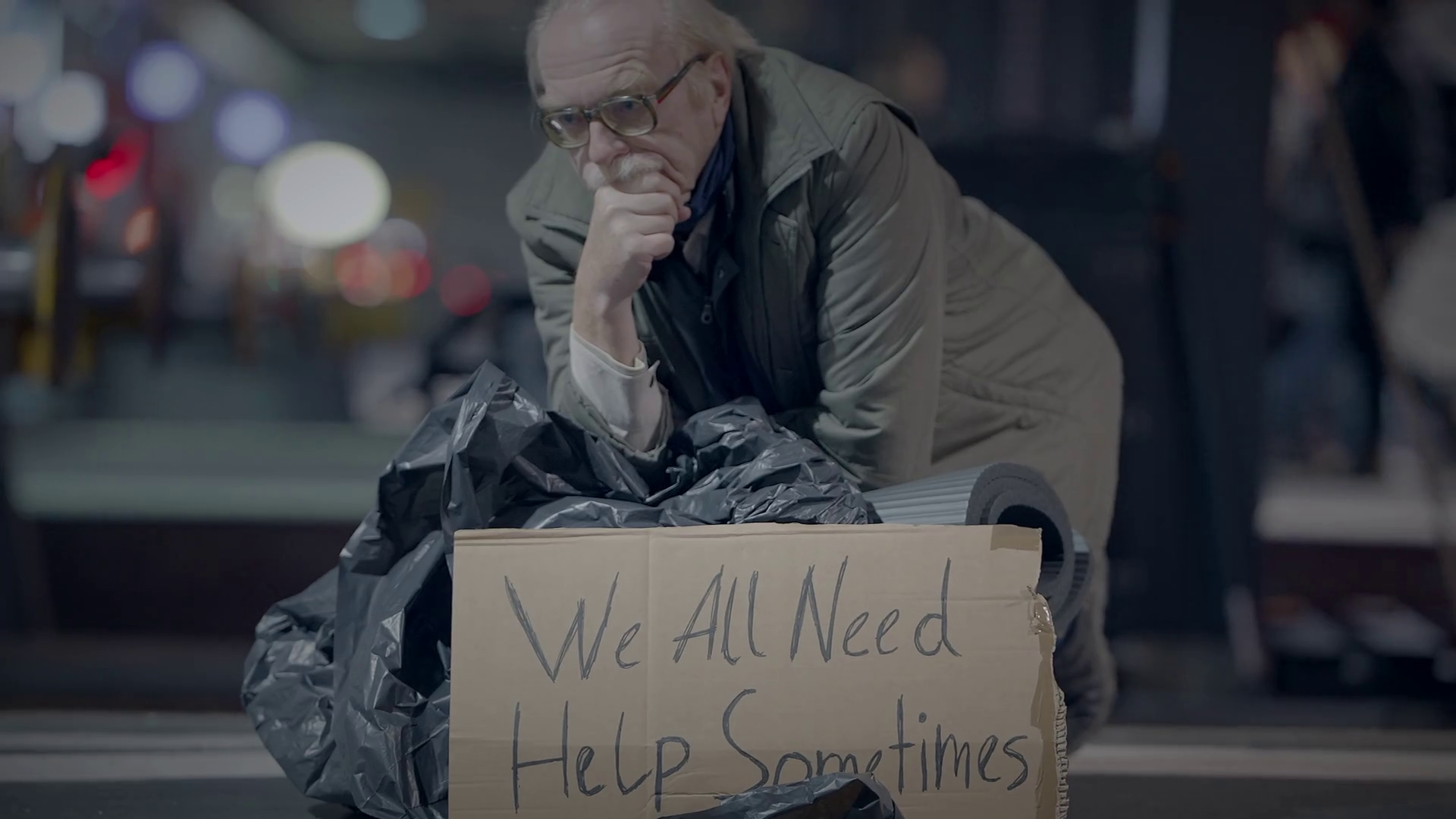 Elderly Homeless Man Suffering From Poverty Stock Footage SBV-348831838 ...