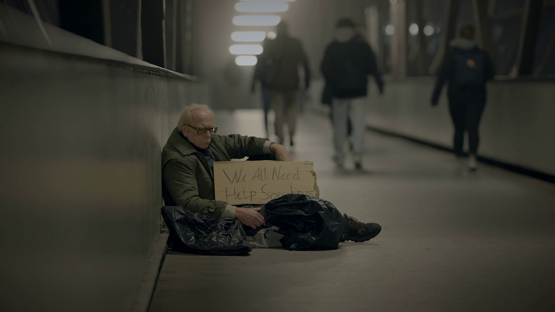 Elderly Homeless Man Suffering From Poverty Stock Footage SBV-348833427 ...