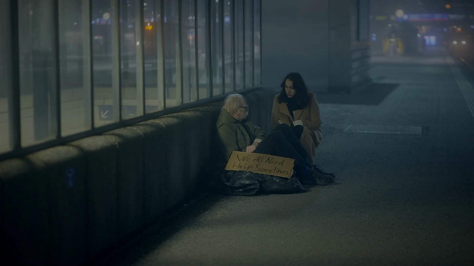 Young Woman Helping Homeless Senior Person Stock Footage SBV-348837043 ...