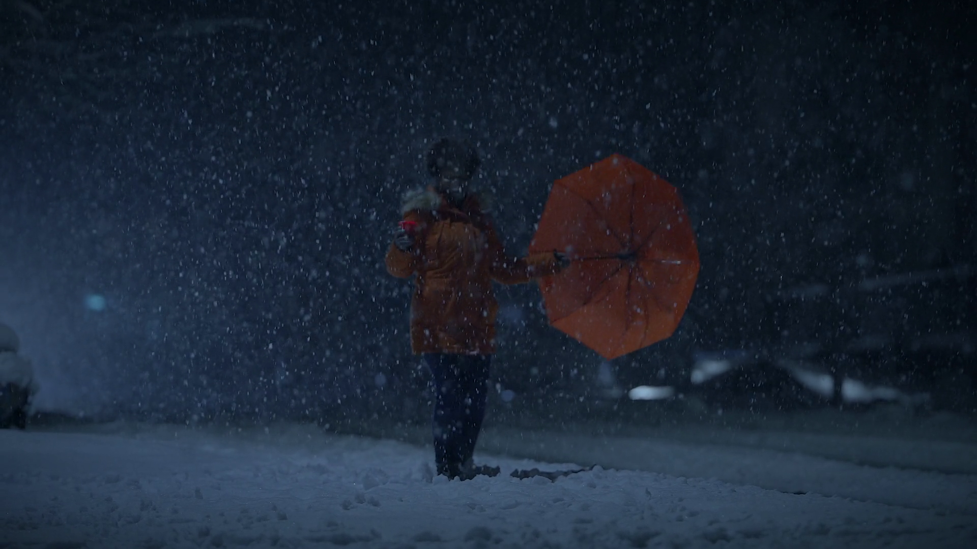 Happy Female Person Dancing In Snow Winter Stock Footage SBV-348865538 ...