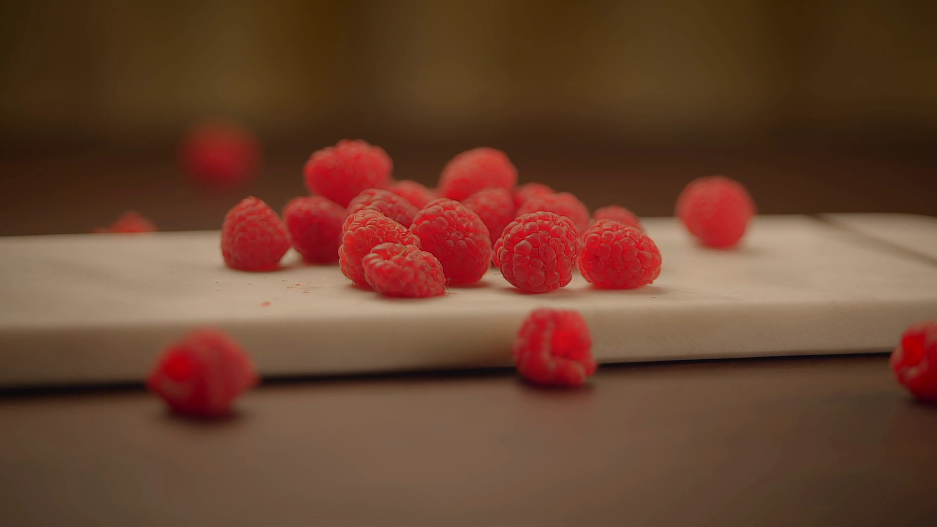 Fresh Organic Red Raspberries Fruits On Stock Footage SBV-348864399 ...