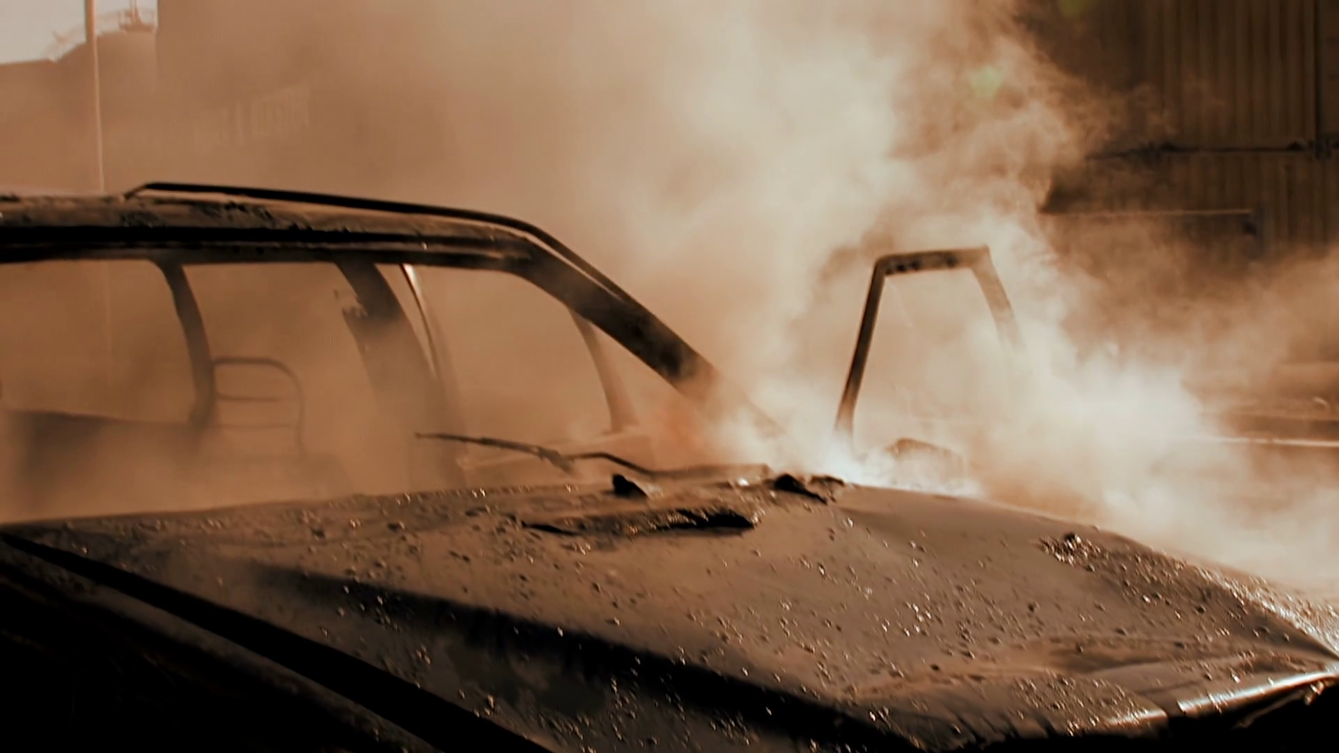 Smoking Car Burning Down Traffic Accident Stock Footage SBV-347702367 ...