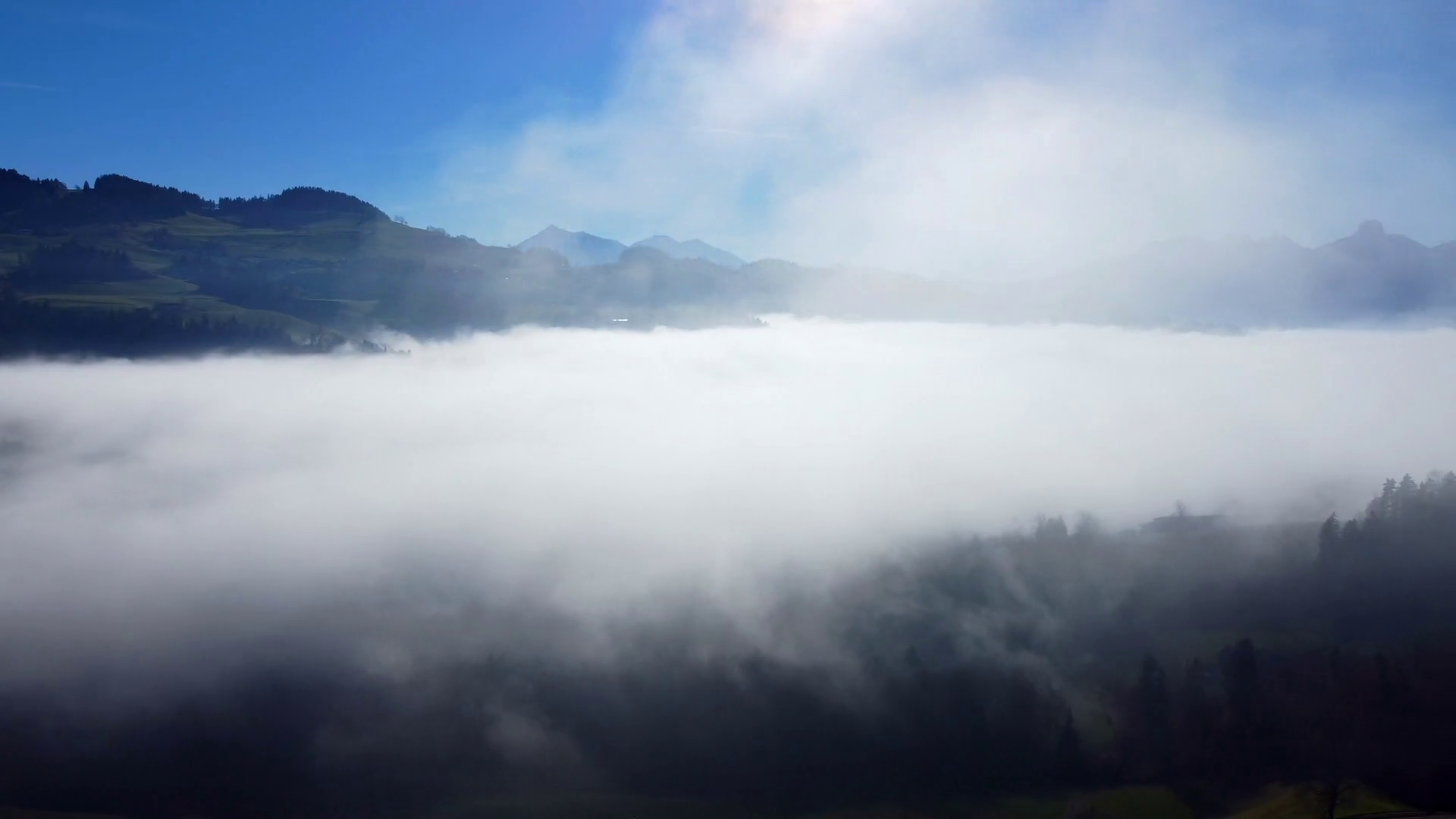 Aerial View Of Valley Covered Fog Nature Stock Footage SBV-347806646 ...