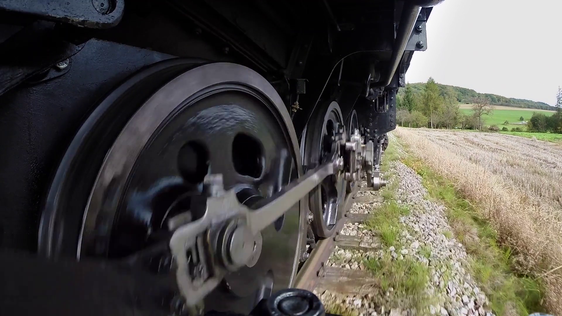 Historical Steam Engine Train Moving on Railroad Tracks Stock Video ...