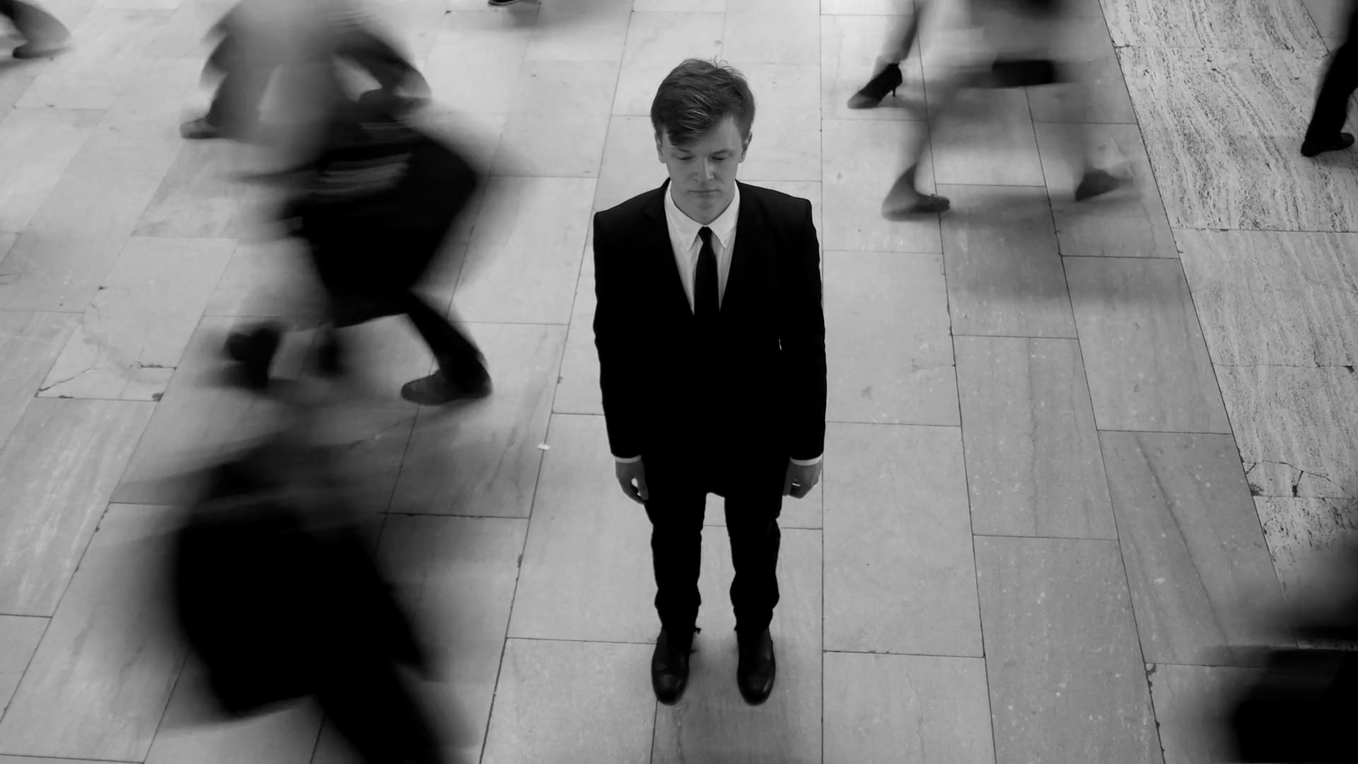 One Single Man Standing Alone On Crowded Stock Footage SBV-347805699 ...