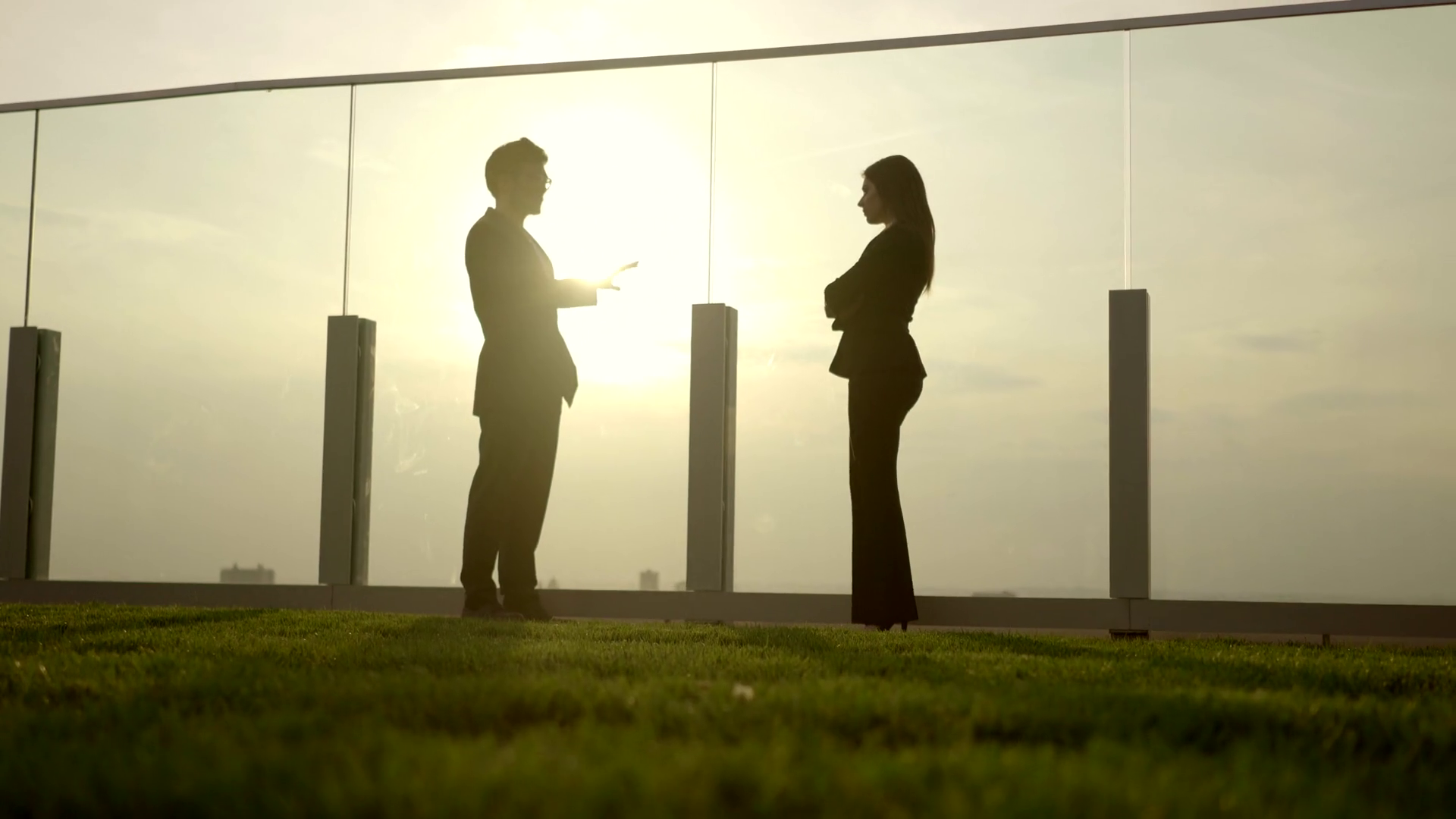 Two People Standing On Rooftop Building At Stock Footage SBV-347805033 ...