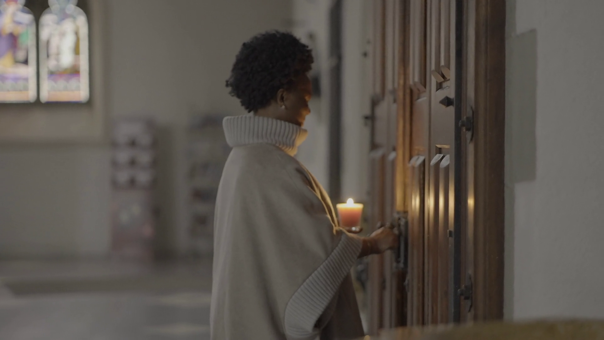 African Woman Praying In Church With Candle Stock Footage SBV-347699542 ...