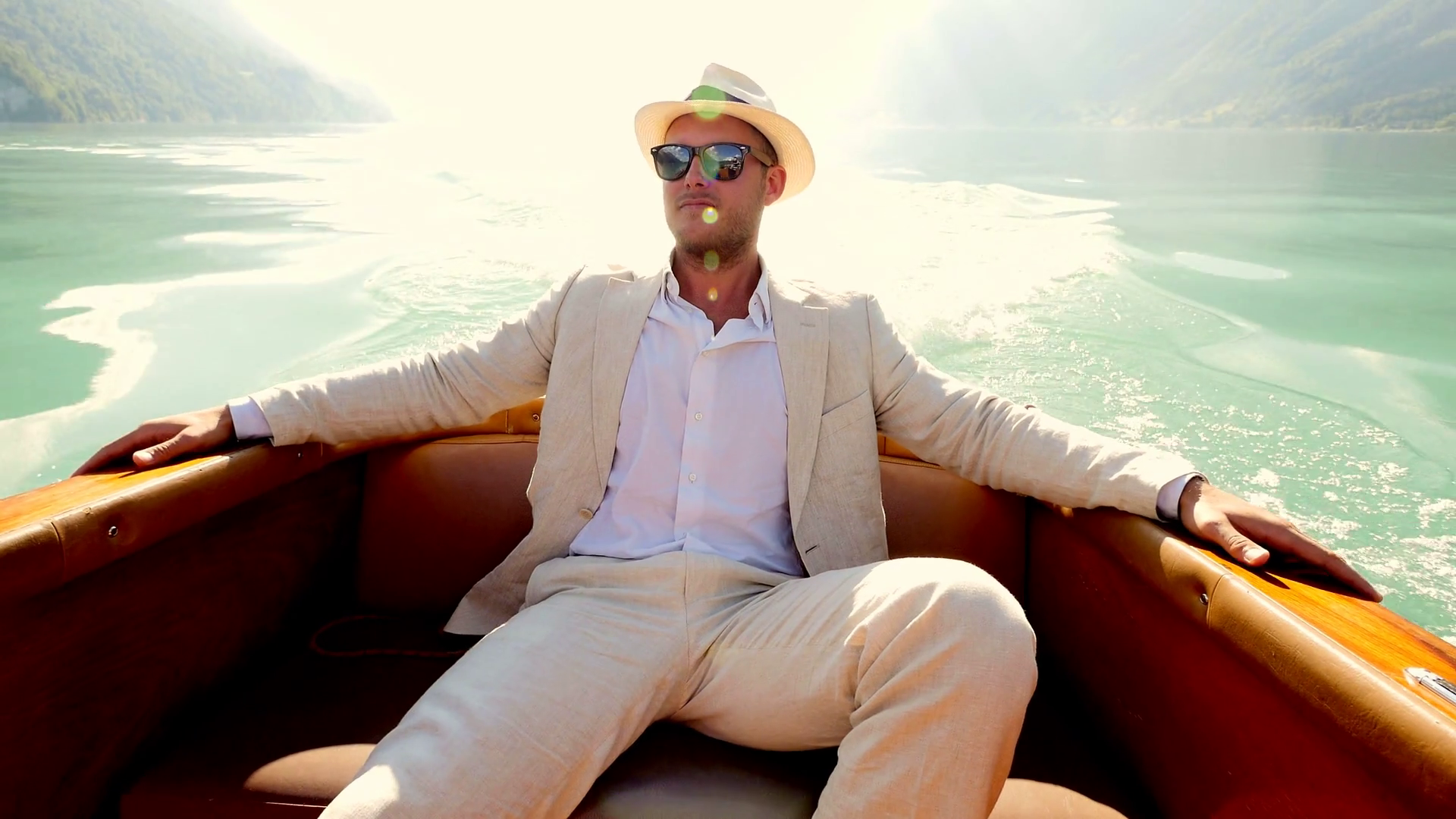 Young Man Enjoying Boat Ride In Casual Attire Stock Footage SBV ...