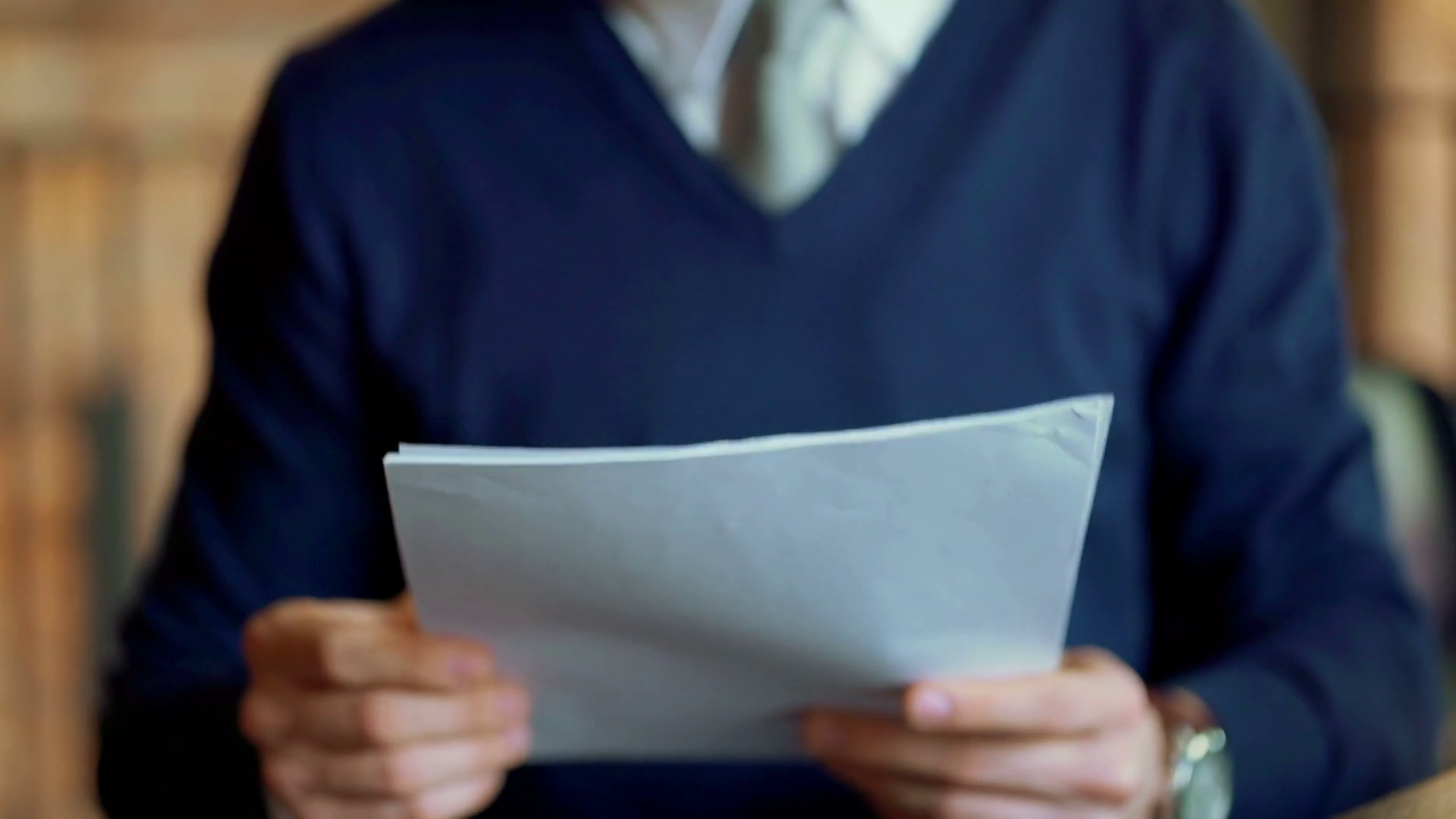 Businessman Standing Reading Reports In Cafe Stock Footage SBV ...