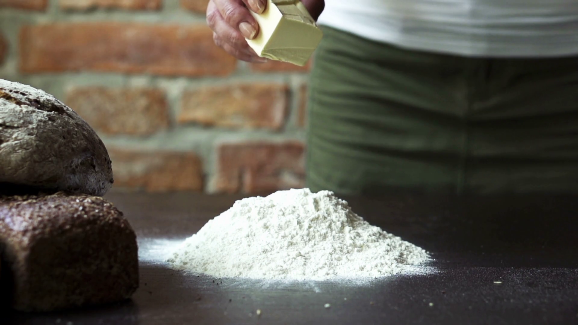 Butter Dropping Into Flour Slow Motion At Stock Footage SBV-301328701 ...