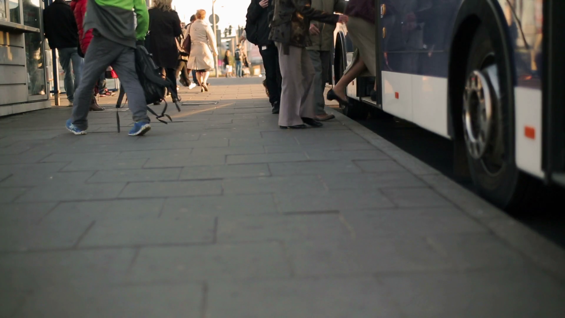 People Waiting Bus Embus On Station Stock Footage SBV-301051504 ...