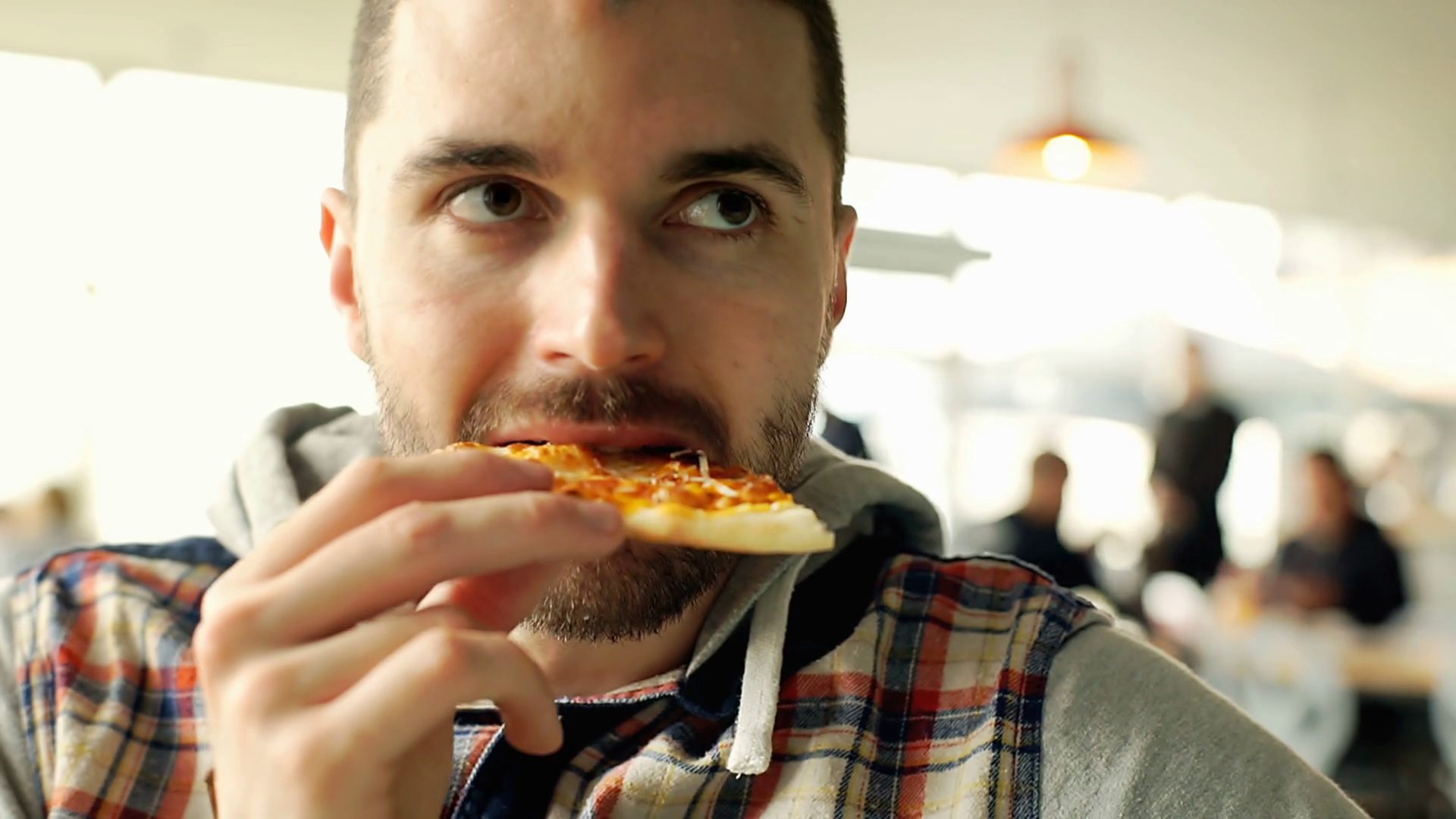 Man Eat Pizza In Restaurant Stock Video Footage Storyblocks