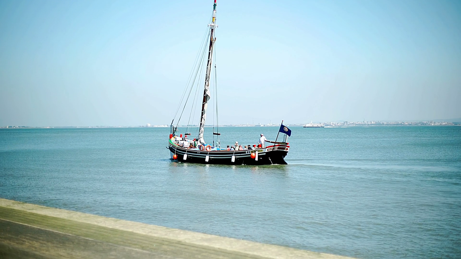 View Of Boat Floating On Sea Steadycam Shot Stock Footage SBV-315662656 ...