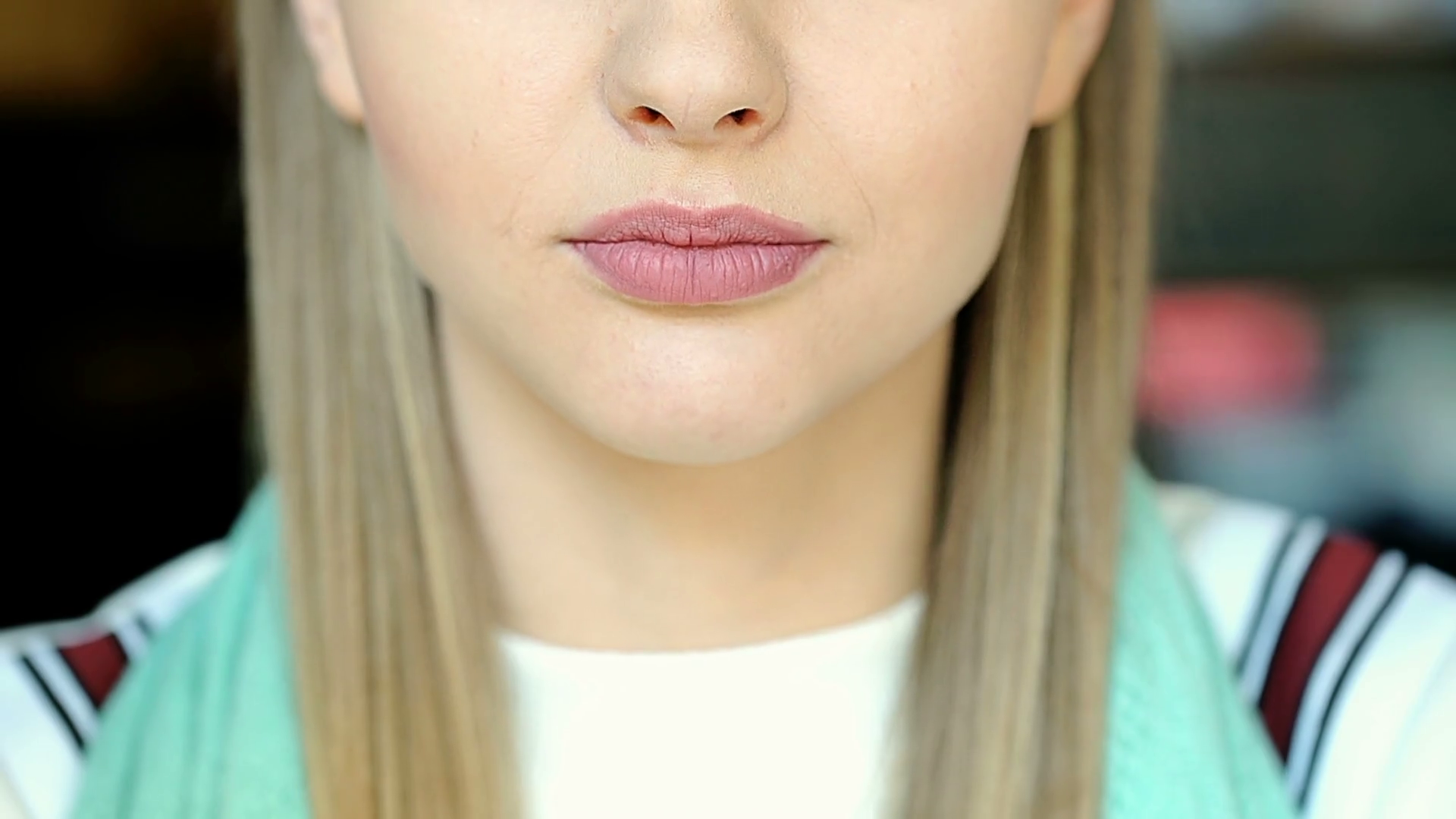 View of girl's half face smiling to the camera Stock Video Footage 00: ...