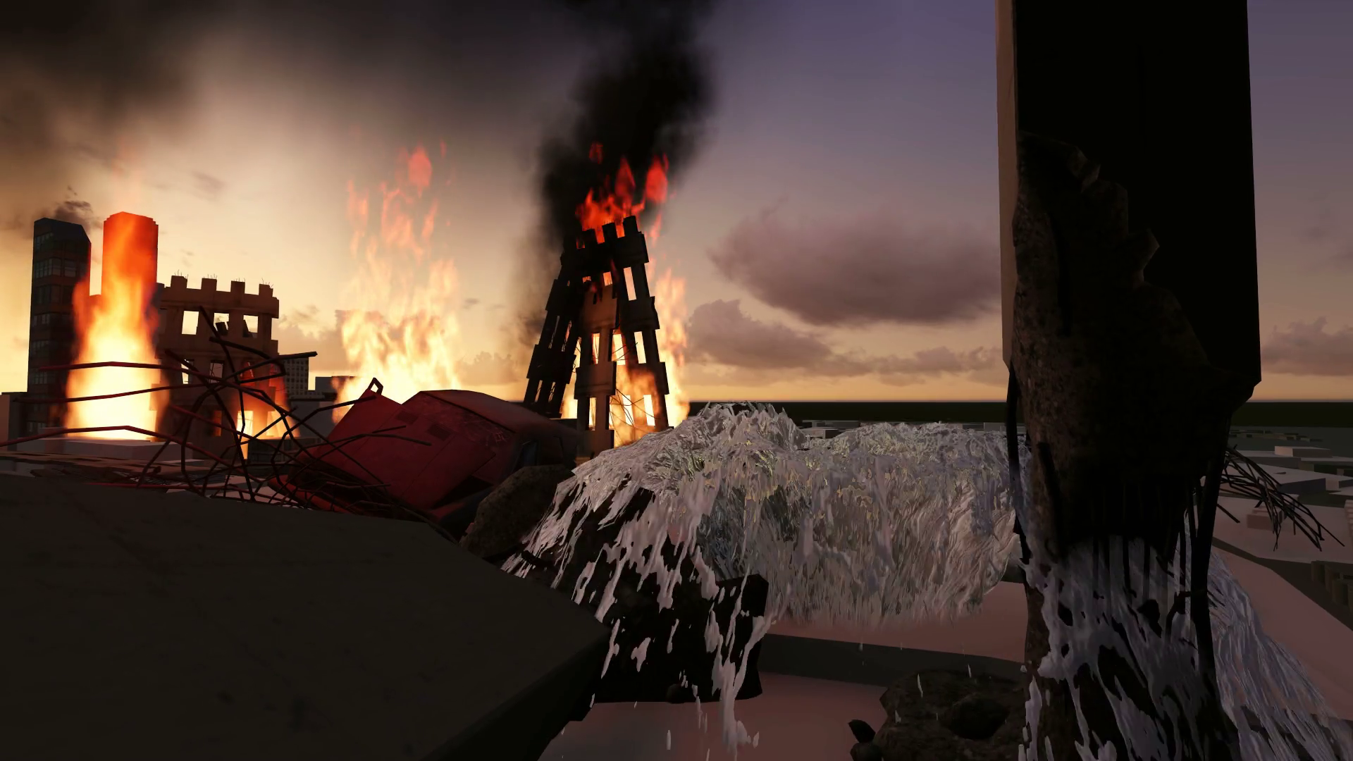 Construction wrecks closeup. Realistic three dimensional animation ...