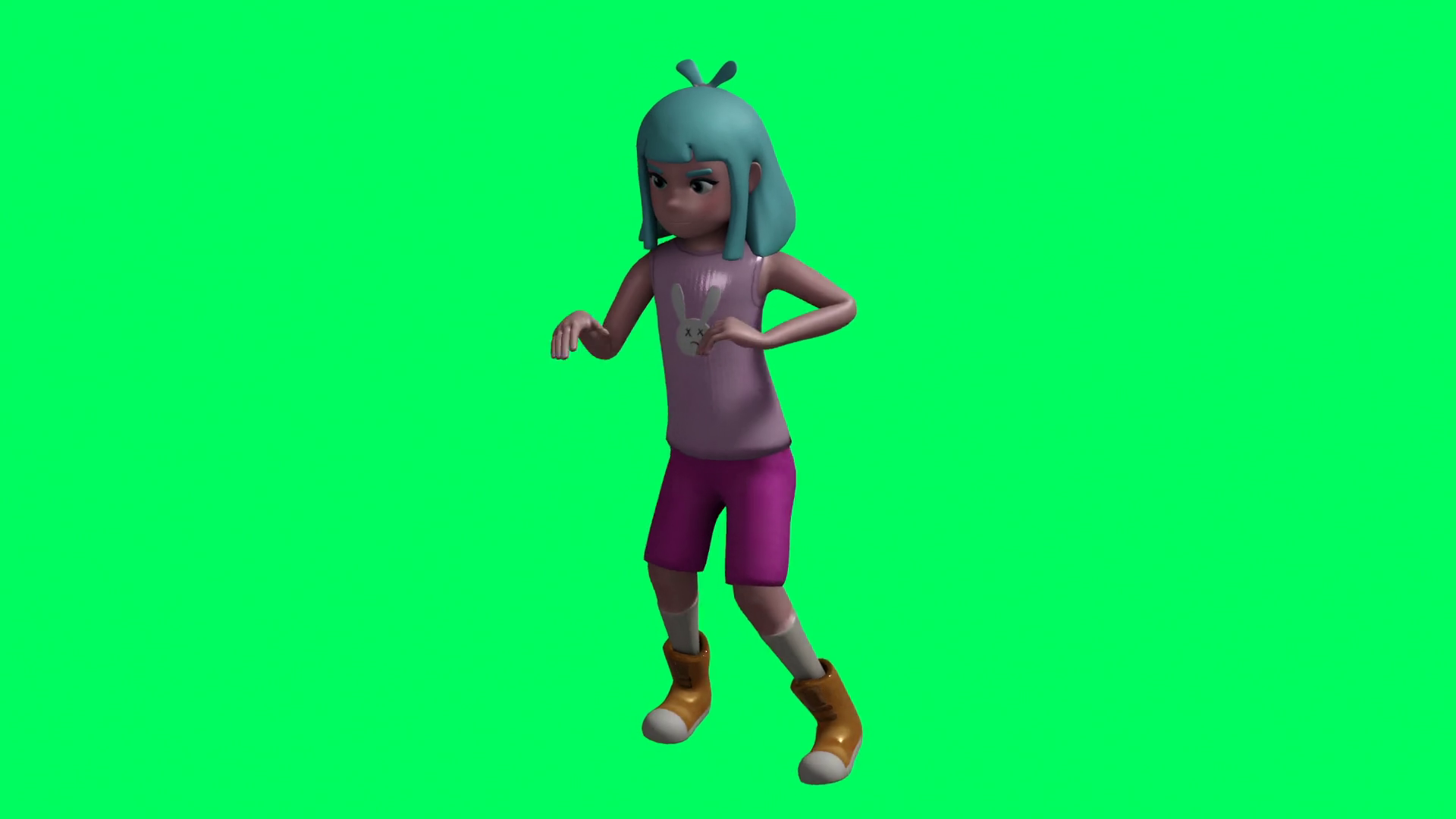 Animated Girl Character Dancing On Green Stock Motion Graphics SBV ...
