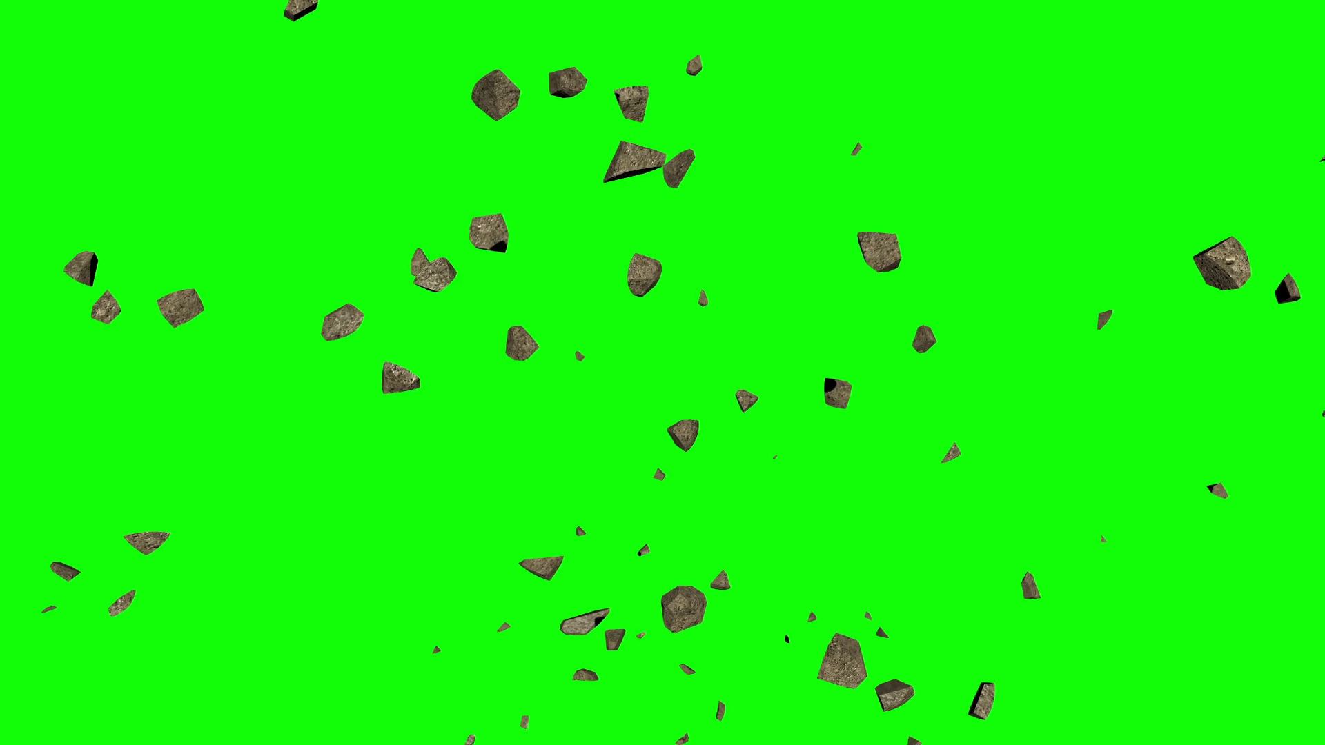 Animation of 3D stones Rotating And Flying On green screen background ...