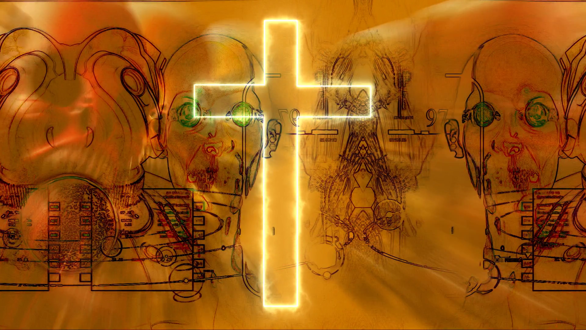 Glowing Cross Distorted Faces: Surreal Stock Motion Graphics SBV ...