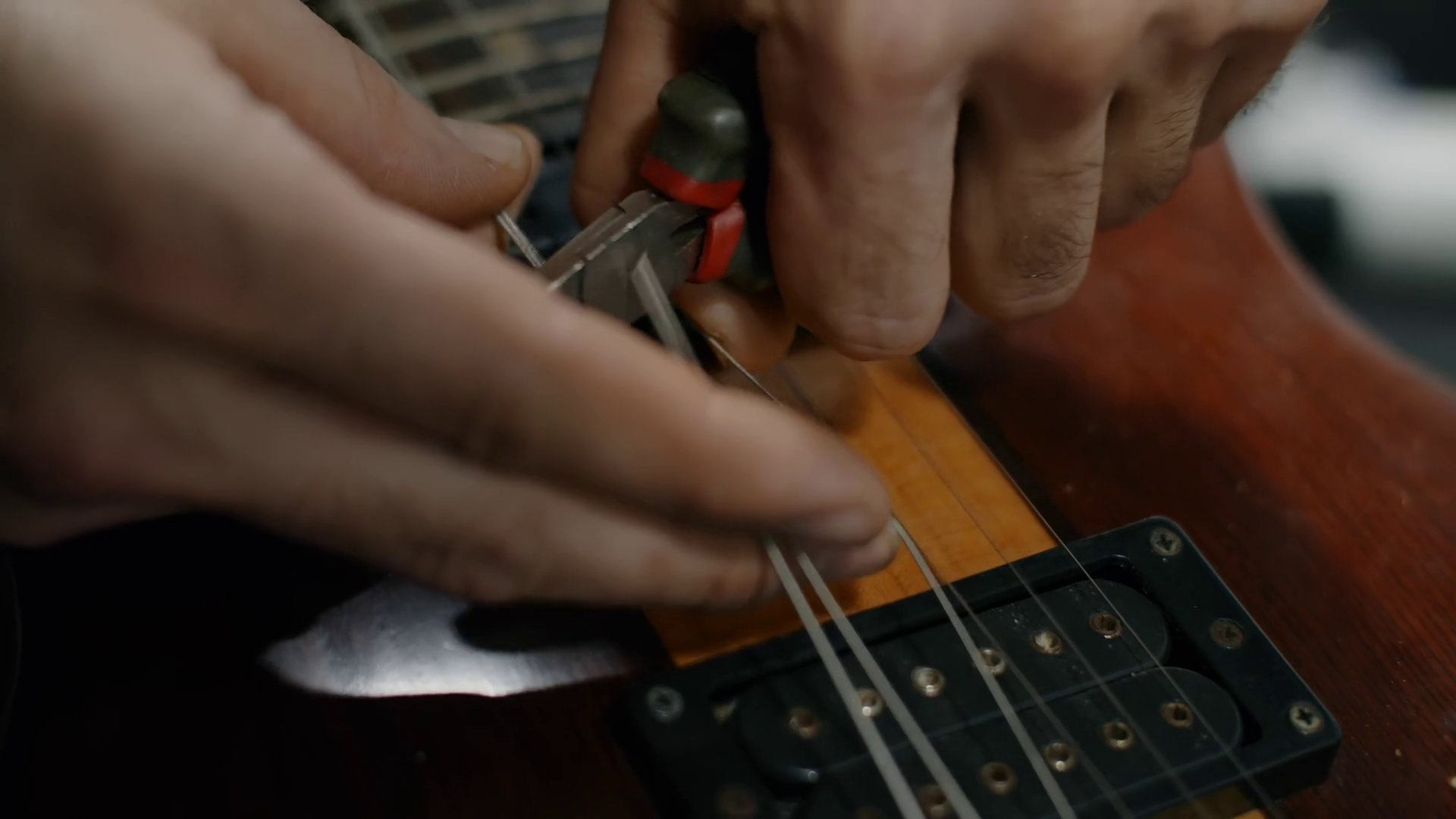 Guitar Tech Cuts Strings On Guitar By Stock Footage SBV-346693937 ...