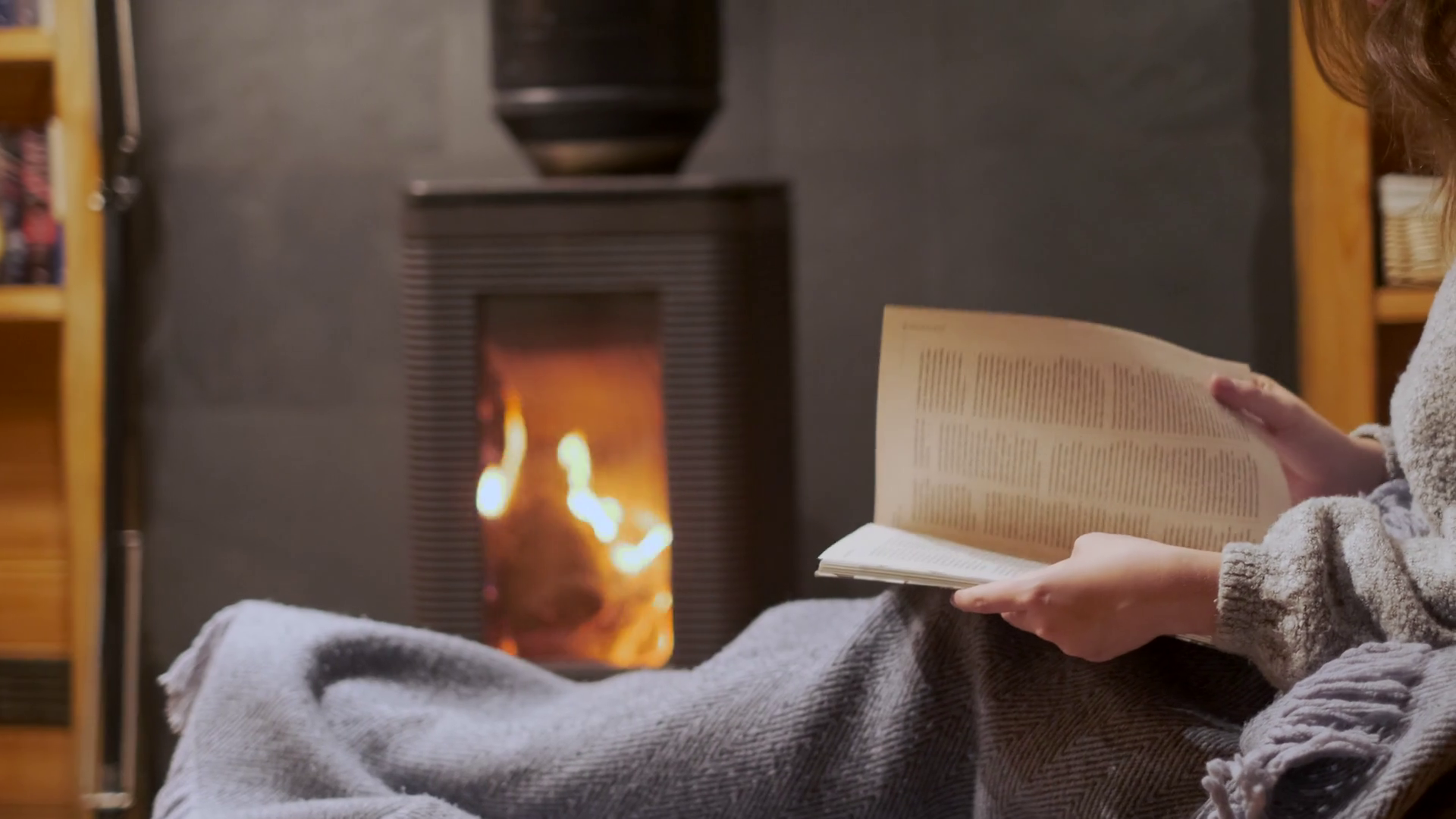 Evening Fireplace Scene In Wooden Cabin - Stock Footage SBV-347406754 ...