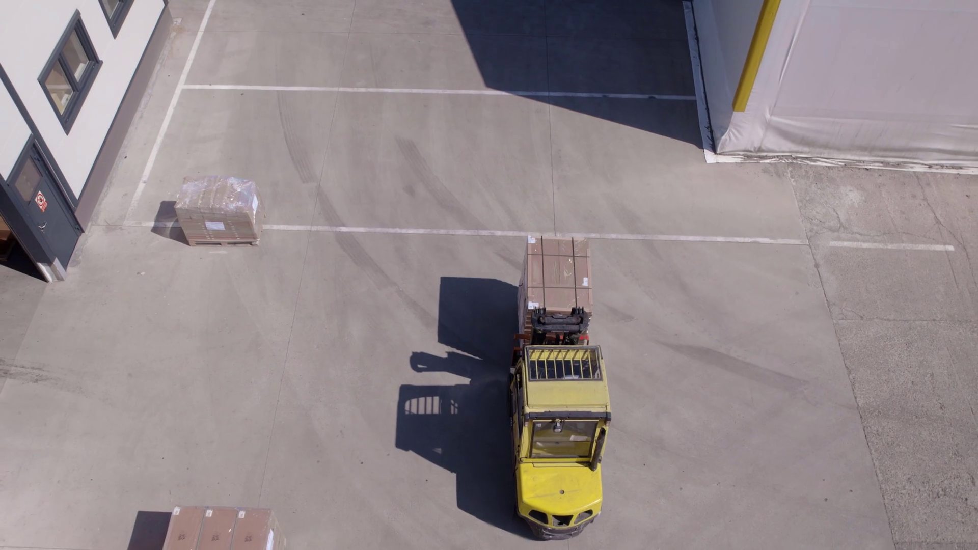 Aerial Video Of Forklift Loads Truck Stock Footage SBV-348487049 ...